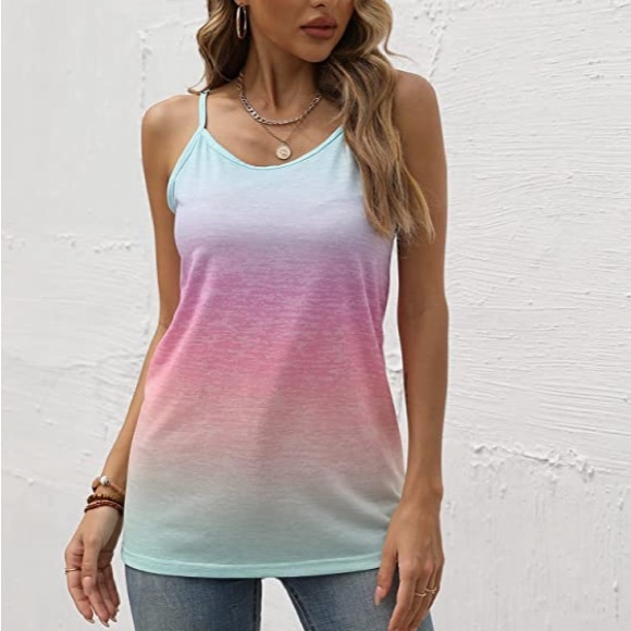 Chic Nation | Tops | Womens Ombr Top Cotton Candy Pink And Blue Blend ...